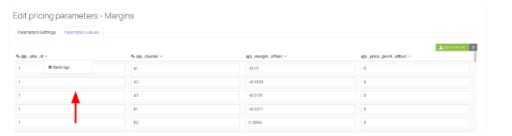 Pricing Parameters sheet – Quicklizard