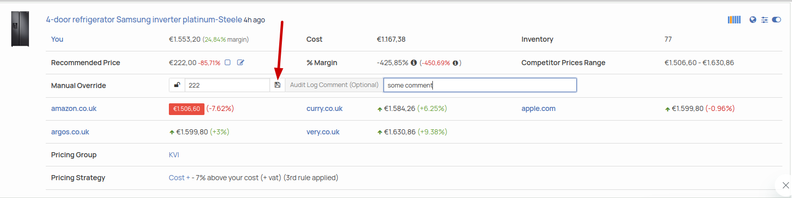 Manual override lock-in – Quicklizard