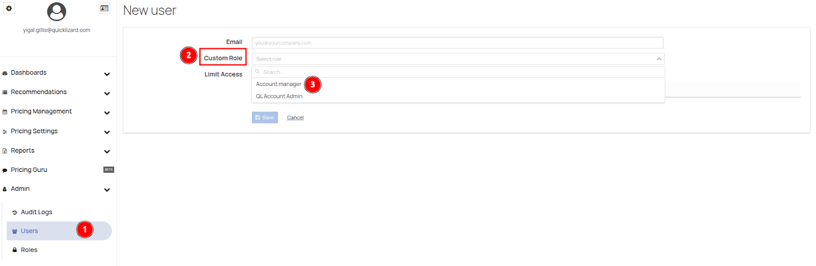 Creating a New Role in Quicklizard – Quicklizard