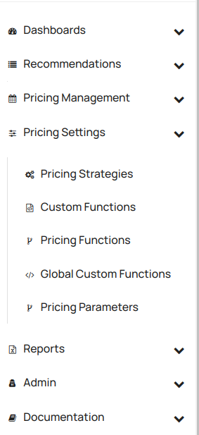 Pricing Parameters sheet – Quicklizard
